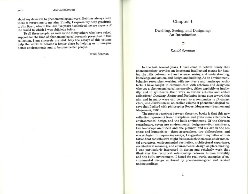 David Seamon | Toward a Phenomenological Ecology - TOUTON architectes