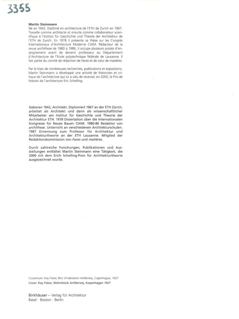 Martin Steinmann | Forme Forte - TOUTON architectes